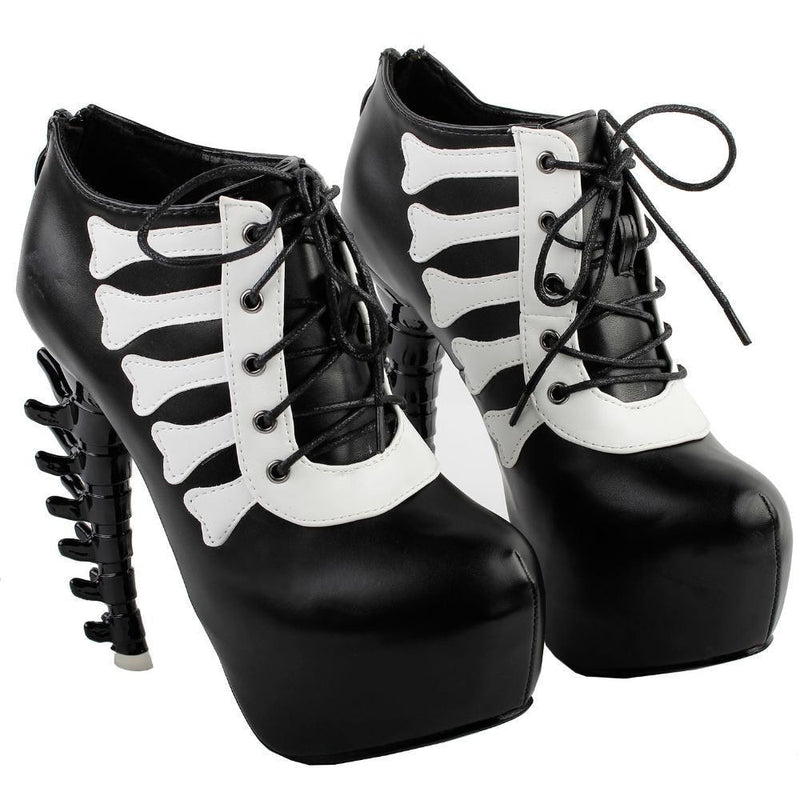 Boned Ribcage Ankle Booties Spinal Cord Creepy Goth Style Arcane Trail
