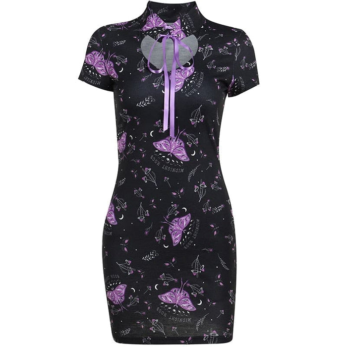 Goth Moth Cheongsam Dress Oriental Gothic Alt Dark Arcane Trail