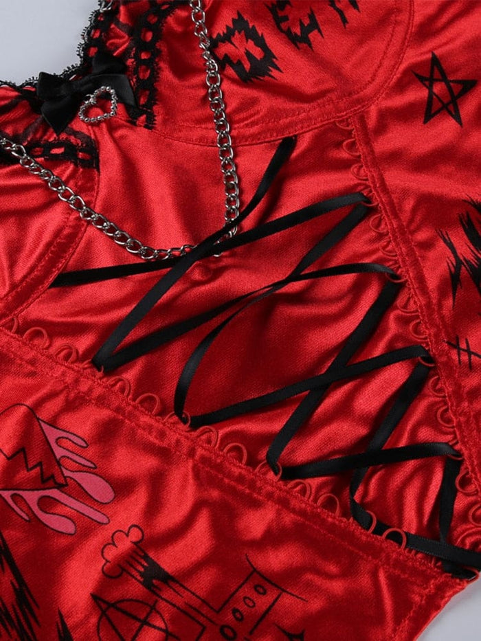 Heartbreaker Goth Red Lingerie Set