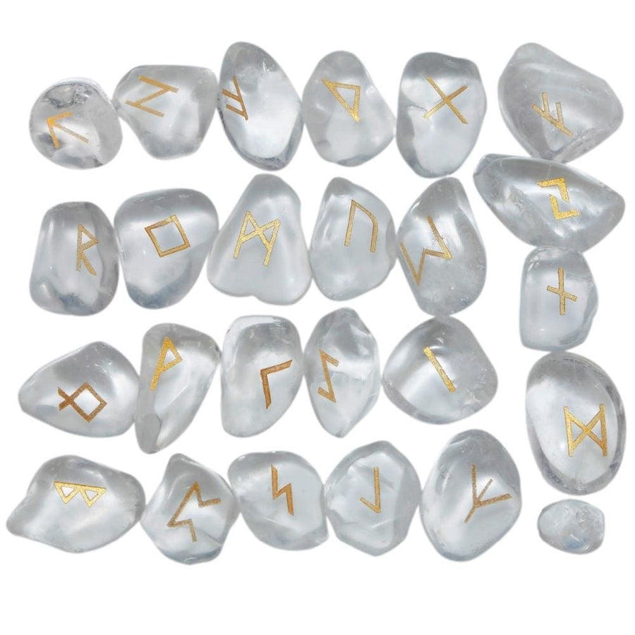 Clear Quartz Crystal Rune Stone Set Divination Pagan | Arcane Trail
