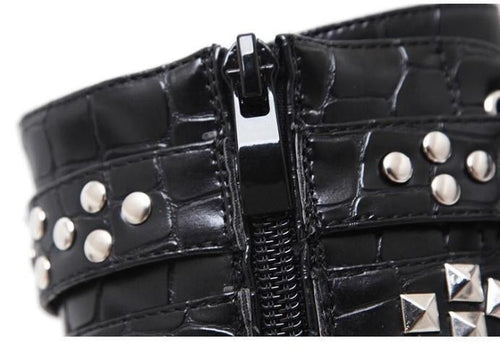Stud & Chain Motorcycle Boots Goth Punk Fashion Booties | Arcane Trail